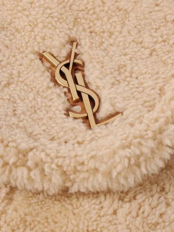Saint Laurent Cassandre Shearling Shoulder Bag - Neutrals