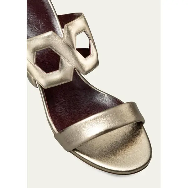 BOUGEOTTE 55mm Metallic Link Block-heel Sandals