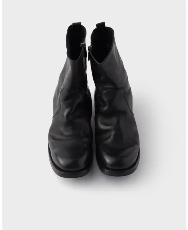 Prada Leather Zip-up Boots - Black