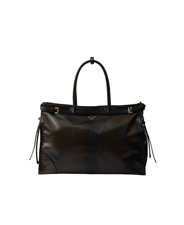 Prada Antiqued Leather Tote Bag - Green