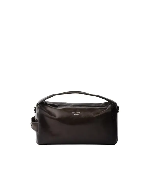 Prada Antiqued Leather Shoulder Bag - Green