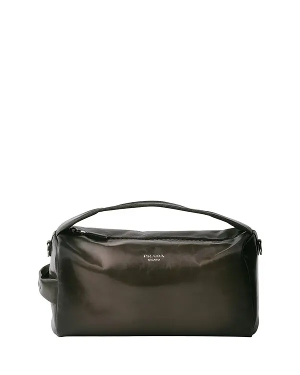 Prada Antiqued Leather Shoulder Bag - Green