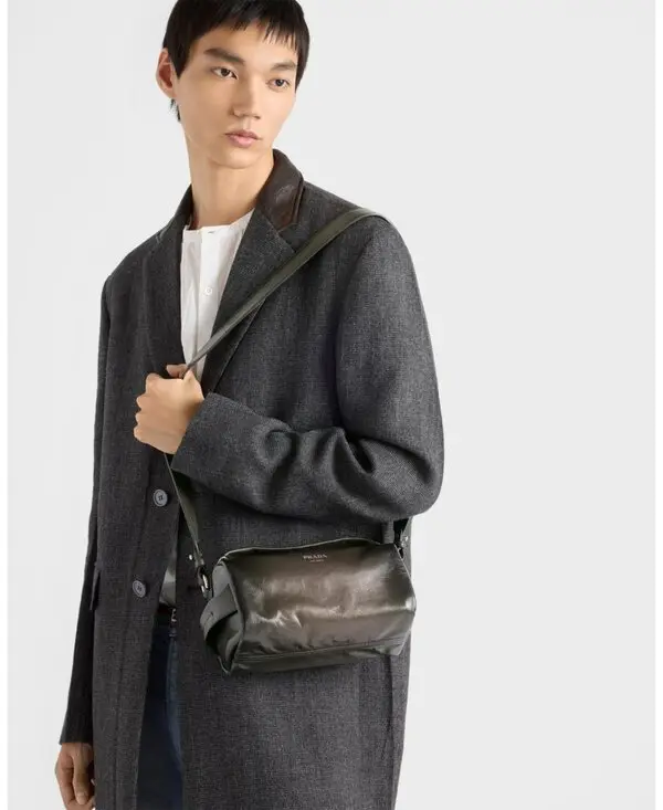 Prada Antiqued Leather Shoulder Bag - Green