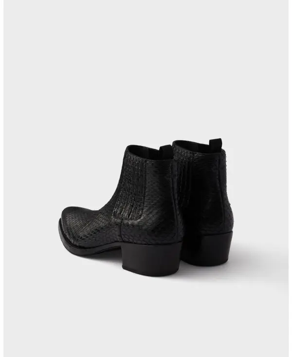 Prada Python Leather Chelsea Boots