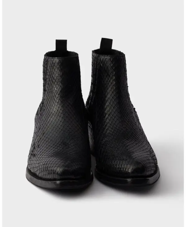 Prada Python Leather Chelsea Boots