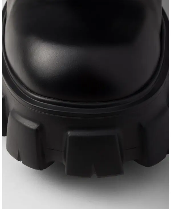 Prada Monolith Brushed Leather And Re-nylon Combat Boots With Pouch