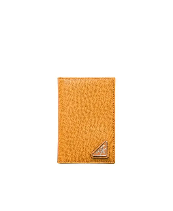 Prada Saffiano Leather Card Holder - Orange