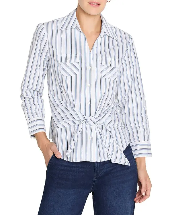 NIC+ZOE Striped Tie-front Top
