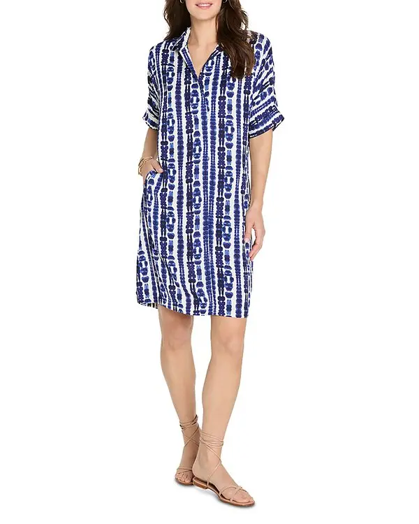 NIC+ZOE Shibori Stripe Devon Dress - Indigo Multi