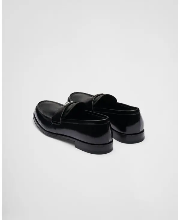 Prada Brushed Leather Loafers - Black