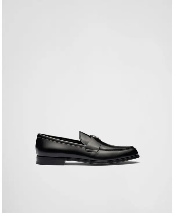 Prada Brushed Leather Loafers - Black