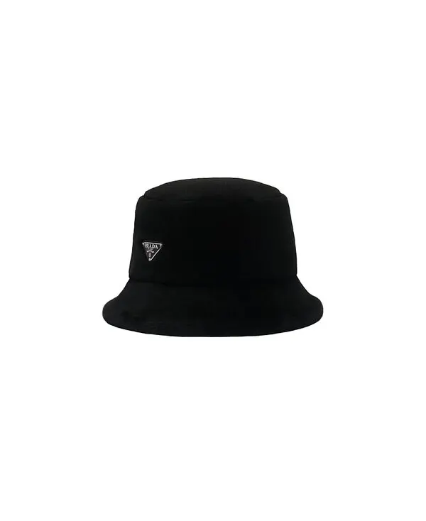 Prada Shearling Bucket Hat - Black