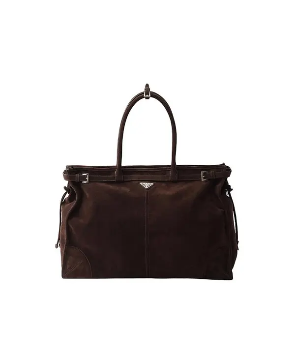 Prada Bonnie Suede Tote Bag - Brown