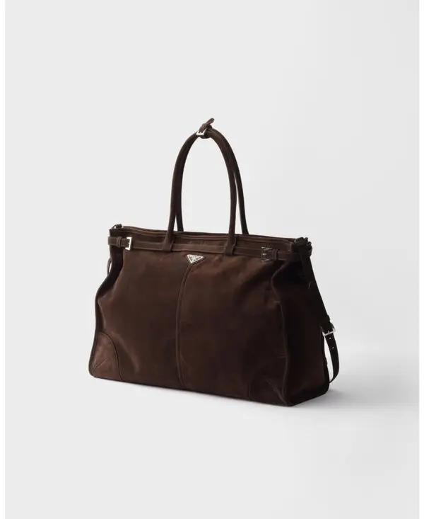 Prada Bonnie Suede Tote Bag - Brown