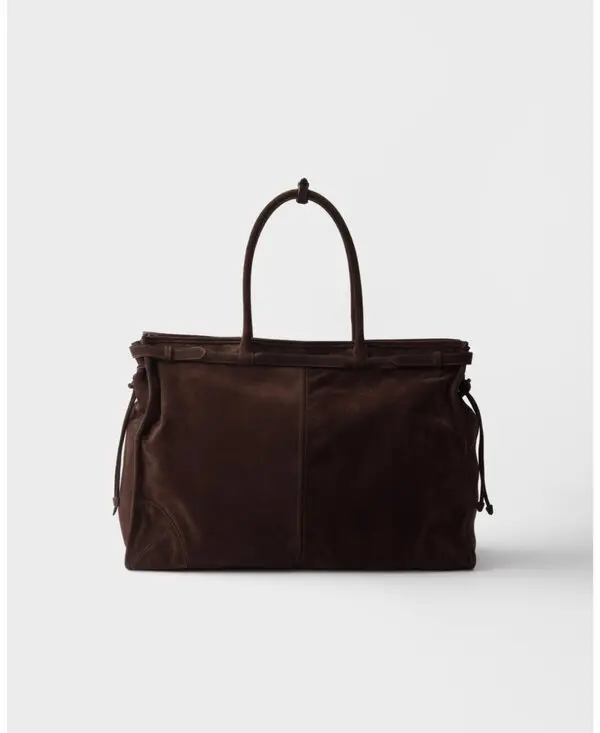 Prada Bonnie Suede Tote Bag - Brown