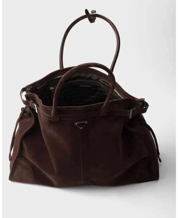Prada Bonnie Suede Tote Bag - Brown