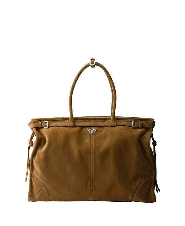 Prada Bonnie Suede Tote Bag - Light Brown