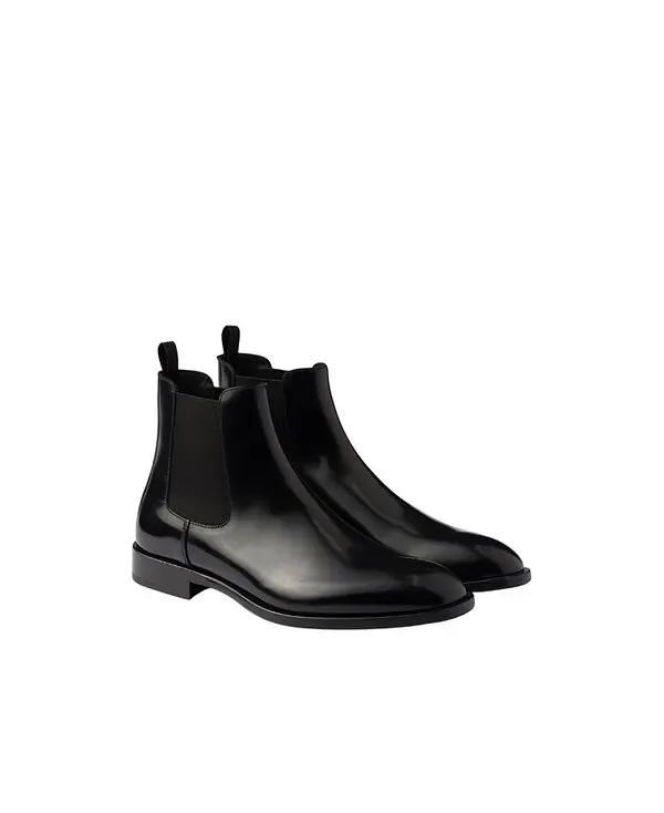 Prada Brushed Leather Chelsea Boots