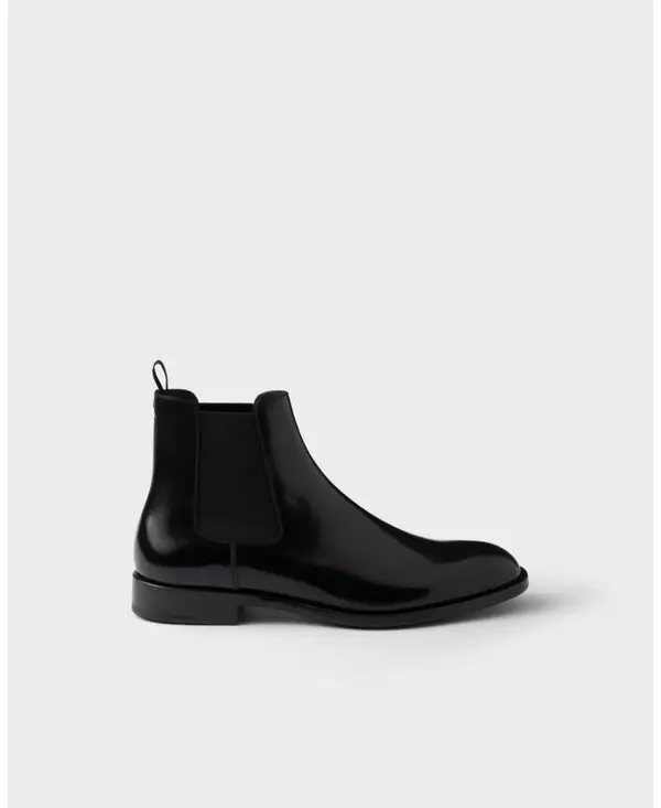 Prada Brushed Leather Chelsea Boots