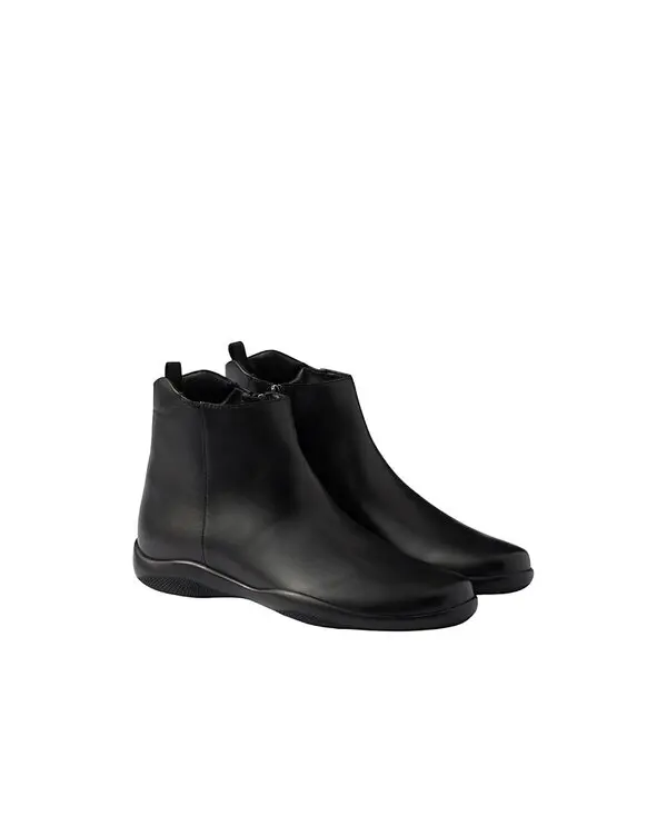 Prada Toblach Leather Ankle Boots