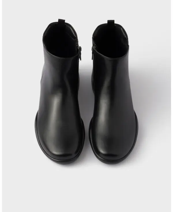 Prada Toblach Leather Ankle Boots