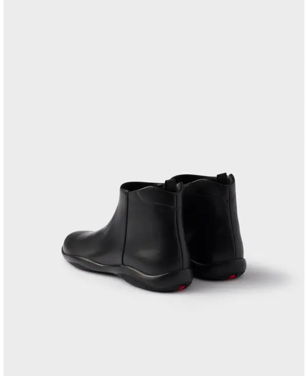 Prada Toblach Leather Ankle Boots