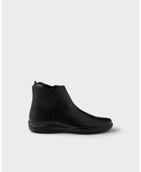 Prada Toblach Leather Ankle Boots