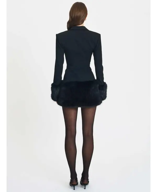 MISS CIRCLE NEW YORK Fur Trimmed Mini Blazer Dress