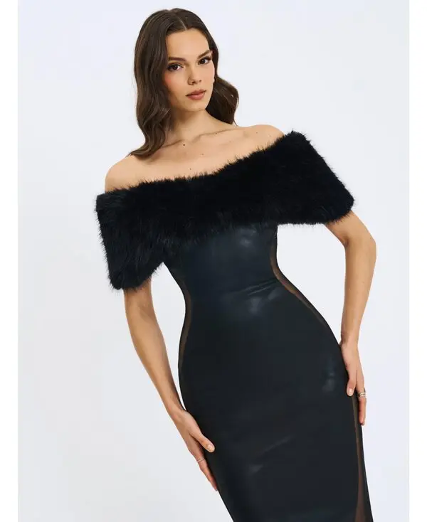 black off the shoulder mini dress long sleeve Erin Black Long Sleeve Dress