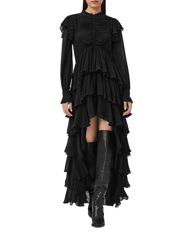 ALLSAINTS Leila Long Sleeve Tiered Dress