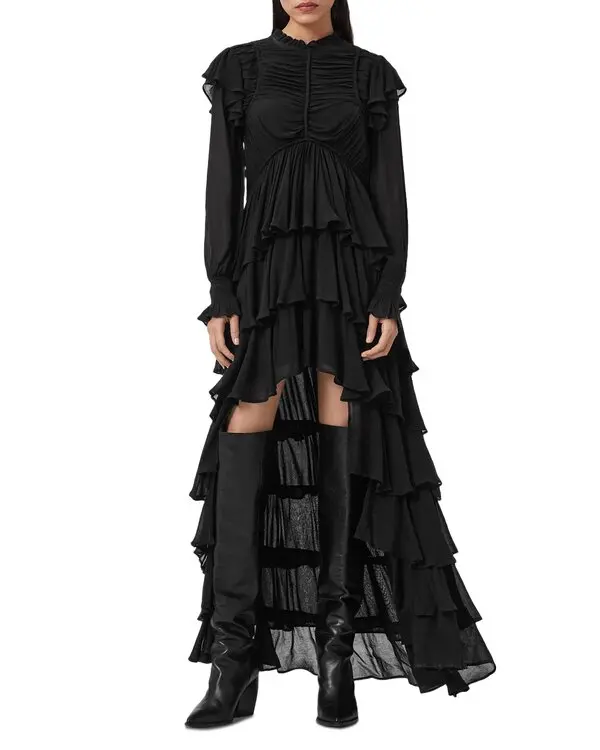 ALLSAINTS Leila Long Sleeve Tiered Dress