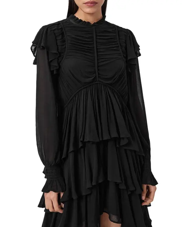 ALLSAINTS Leila Long Sleeve Tiered Dress