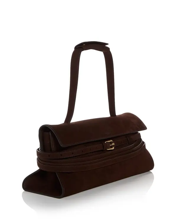 Moschino Tie Me Suede Shoulder Bag - Chocolate