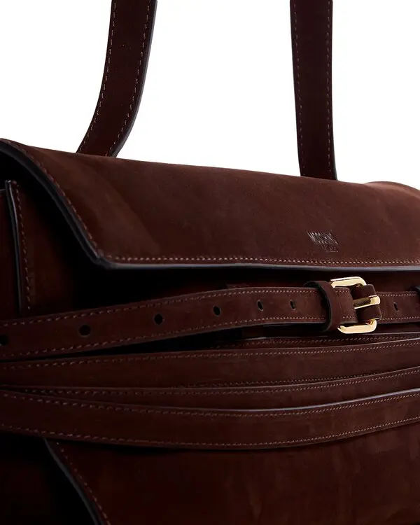 Moschino Tie Me Suede Shoulder Bag - Chocolate