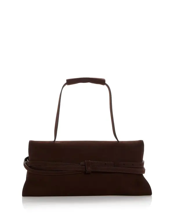 Moschino Tie Me Suede Shoulder Bag - Chocolate