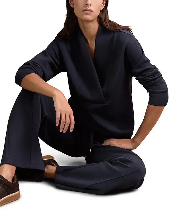 REISS Annabel Shawl Neck Top - Navy