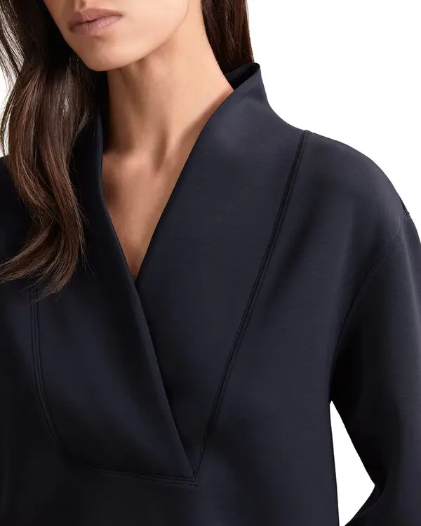 REISS Annabel Shawl Neck Top - Navy