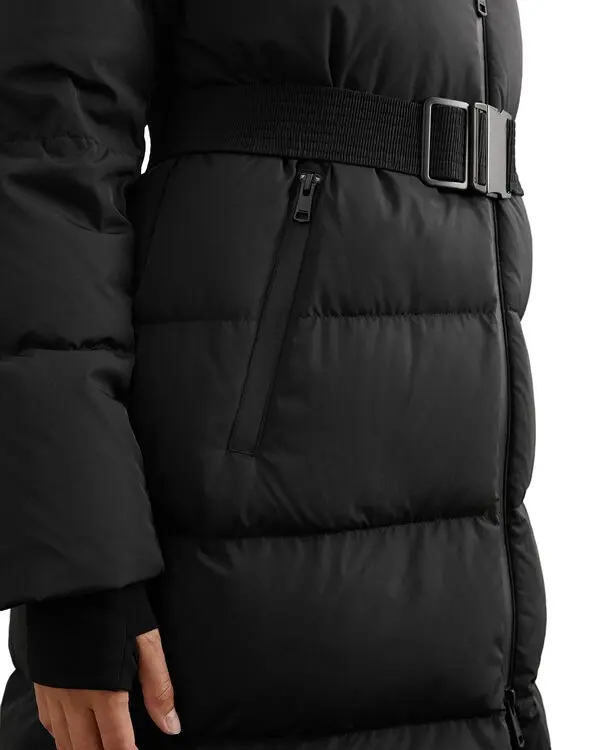 REISS Colette Longline Puffer Coat - Black