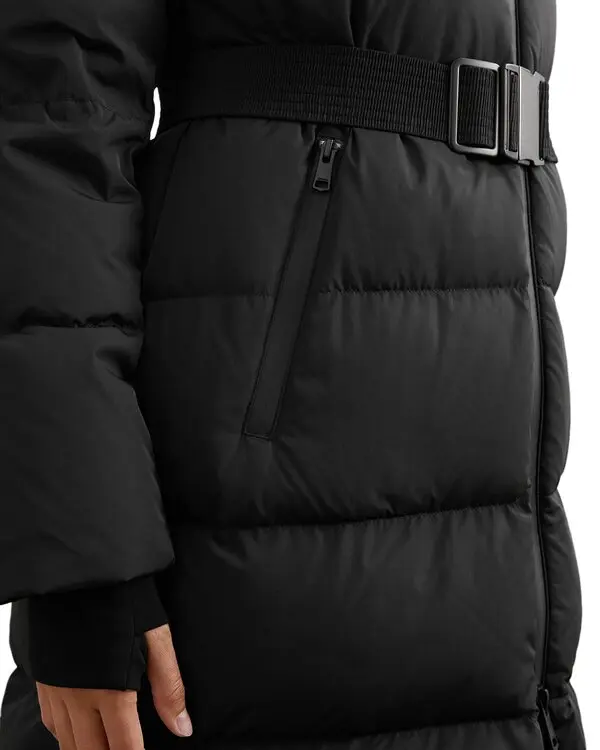 REISS Petite Colette Longline Puffer Coat - Black