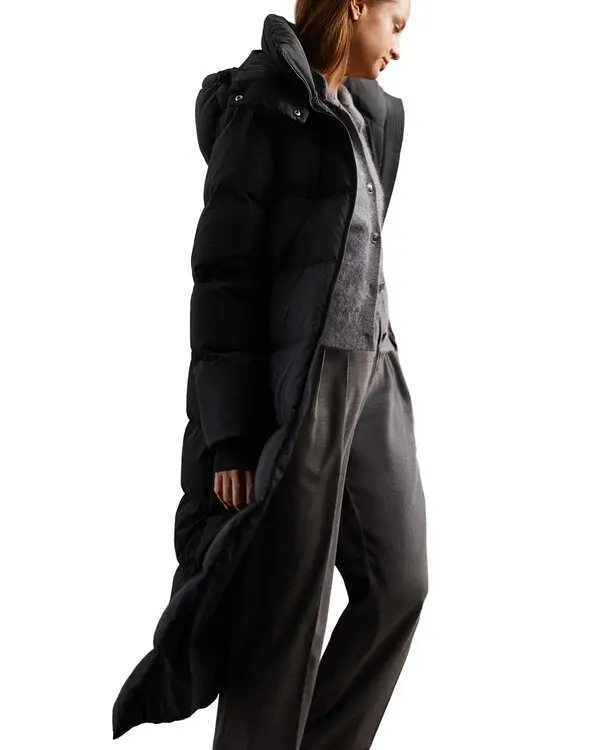 REISS Petite Colette Longline Puffer Coat - Black