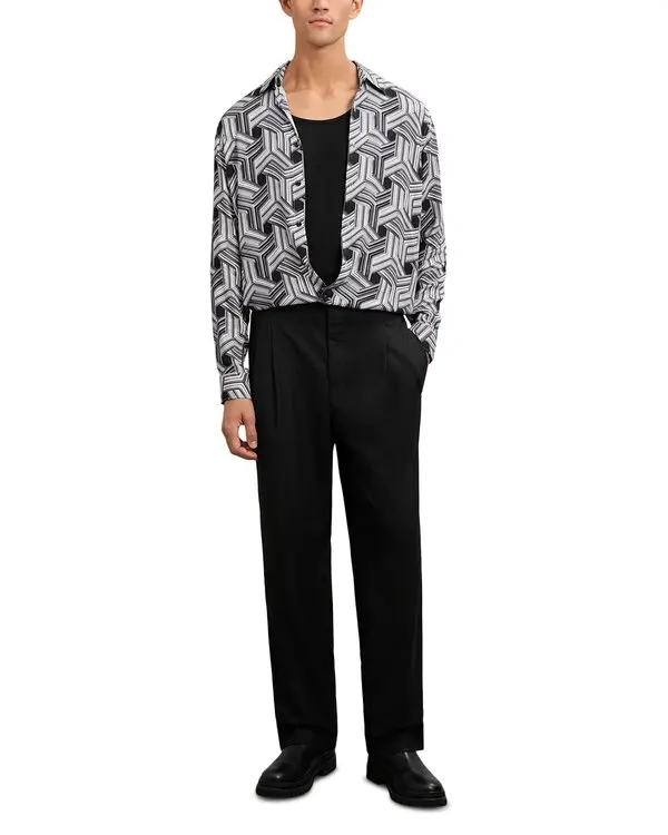REISS Conduit Long Sleeve Abstract Stripe Printed Shirt