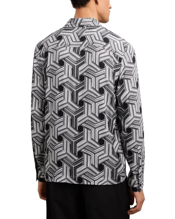 REISS Conduit Long Sleeve Abstract Stripe Printed Shirt