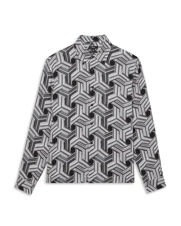 REISS Conduit Long Sleeve Abstract Stripe Printed Shirt