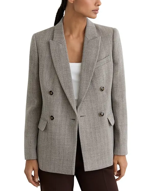REISS Petite Ember Herringbone Jacket - Grey