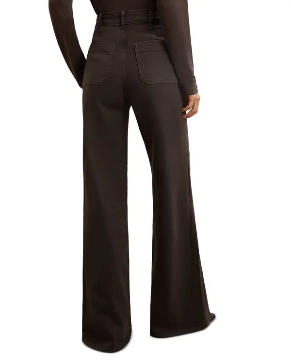 REISS Sakura Flare Patch Pocket Jeans - Chocolate