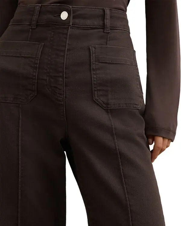 REISS Sakura Flare Patch Pocket Jeans - Chocolate