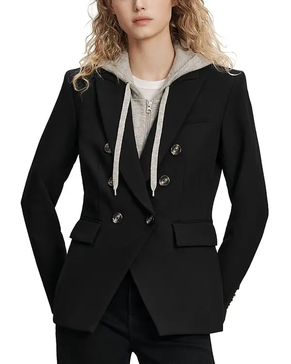 Veronica Beard Merino Wool & Cashmere Hoodie Dickey - Grey
