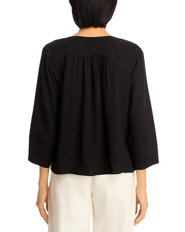 Eileen Fisher Silk V-neck Lantern Sleeve Top
