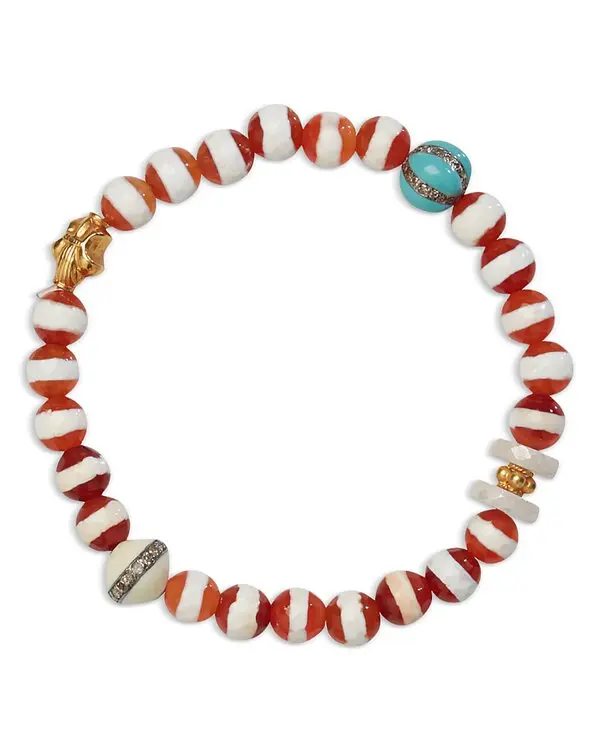 Ileana Makri Opal, Agate & Gray Diamond Stretch Bracelet - Gold