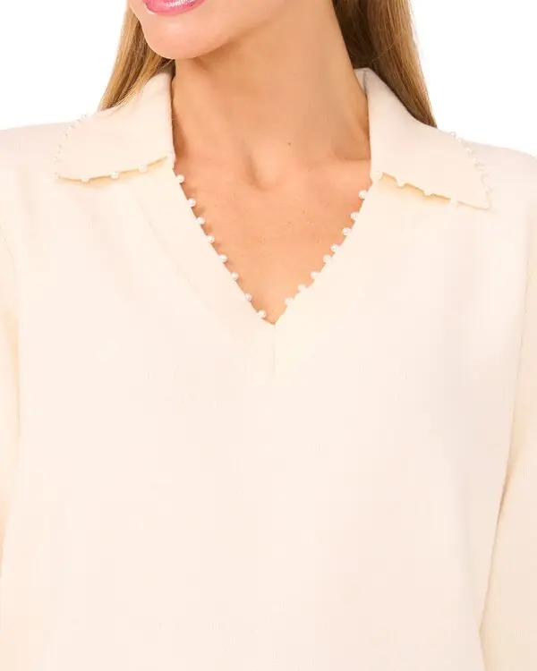 Ted Baker London Meliora Collared V Neck Top - Champagne
